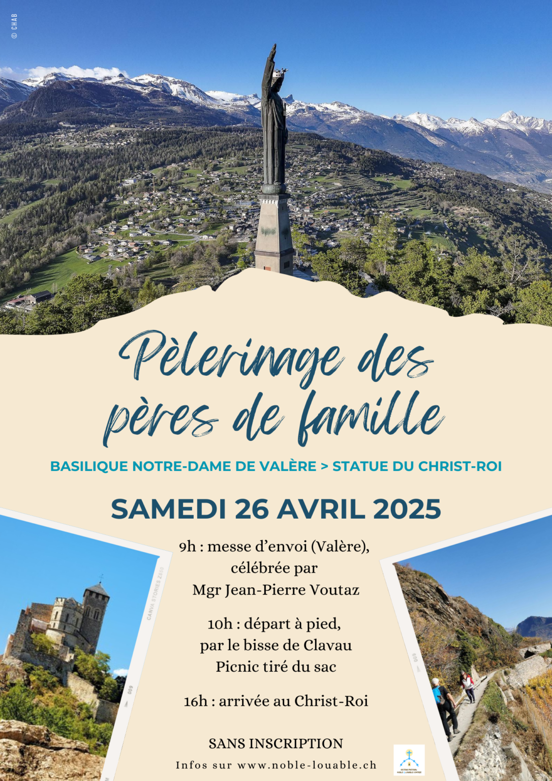 26 avril : les papas invités à pèleriner de Sion à Lens – Noble et Louable